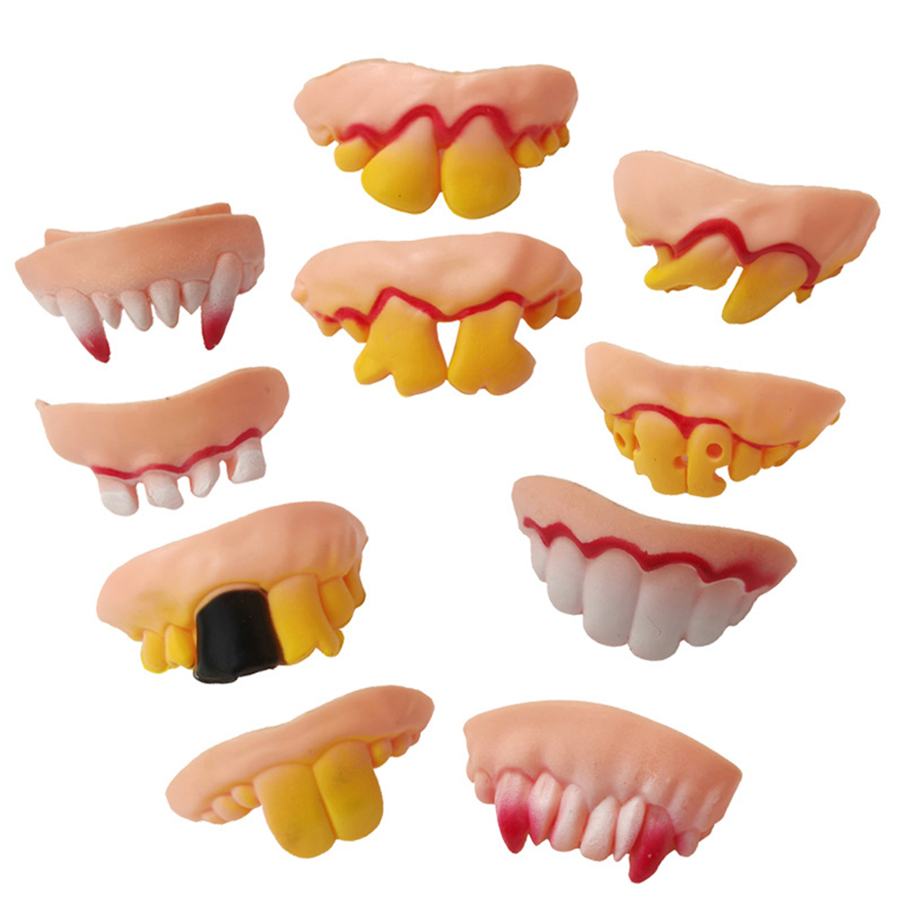 10Pcs Funny Vampire Zombie Denture Teeth Halloween Cosplay Costume ...