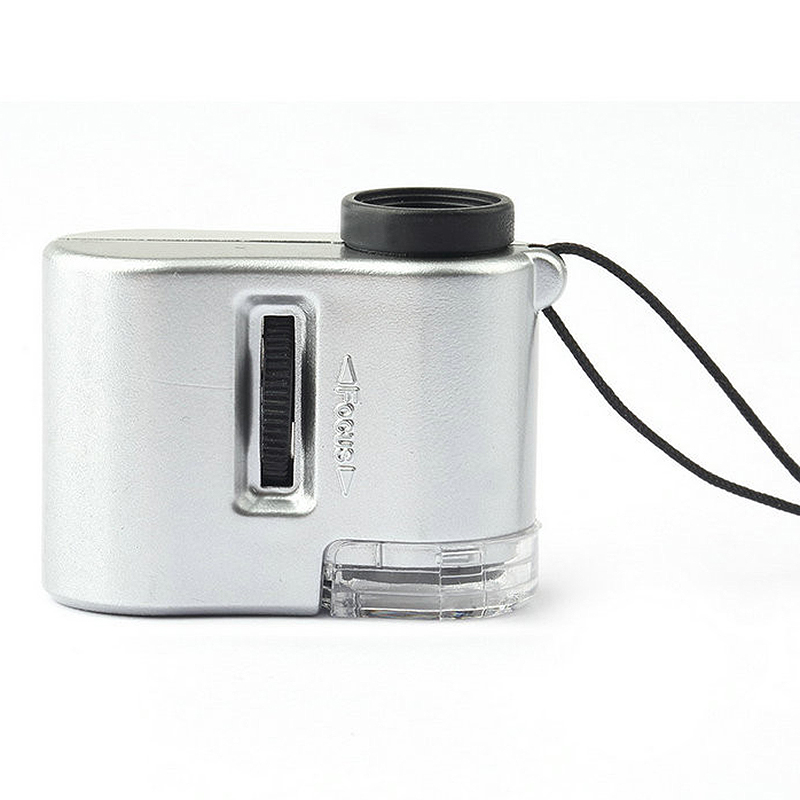 Mini Lens 60X Pocket Magnifier Microscope With Led Ultraviolet Light ...