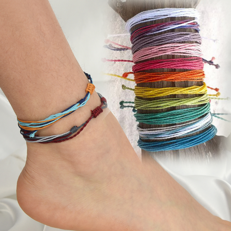 5pcs Bohemia Waxed Polyester Cord Adjustable Anklet Rope String ...