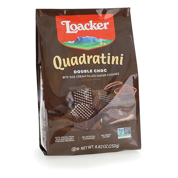 Loacker quadratini Double Chocolate bite-size Wafer Cookies 250g | Daraz.lk