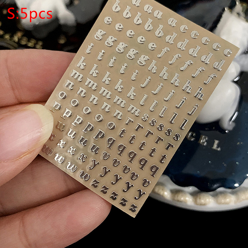 5Pcs Alphabet Letters Glitter Resin Decorative Stickers English Letters ...