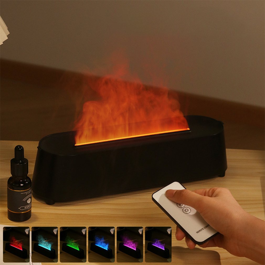 Flame Aroma Diffuser Air Humidifier Ultrasonic Cool Mist Maker Fogger Led Essential Oil Diffuser ...