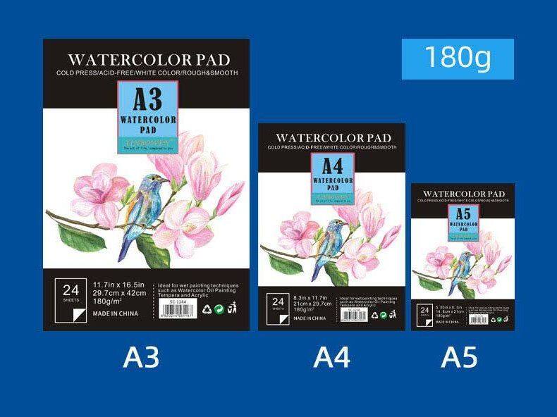 24-page Watercolor Pad Sketchbook Paper A3/A4/A5 glue bound 180g/200g ...