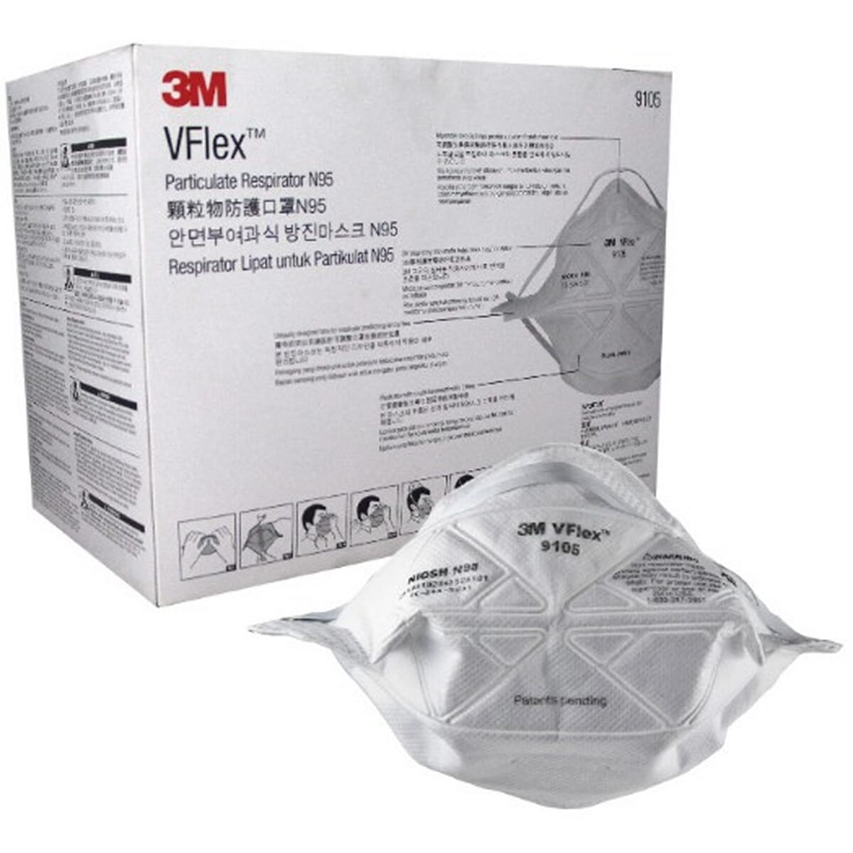 3M N95 MASK - 9105 - VFLEX-WHITE ( 50PCS ) | Daraz.lk