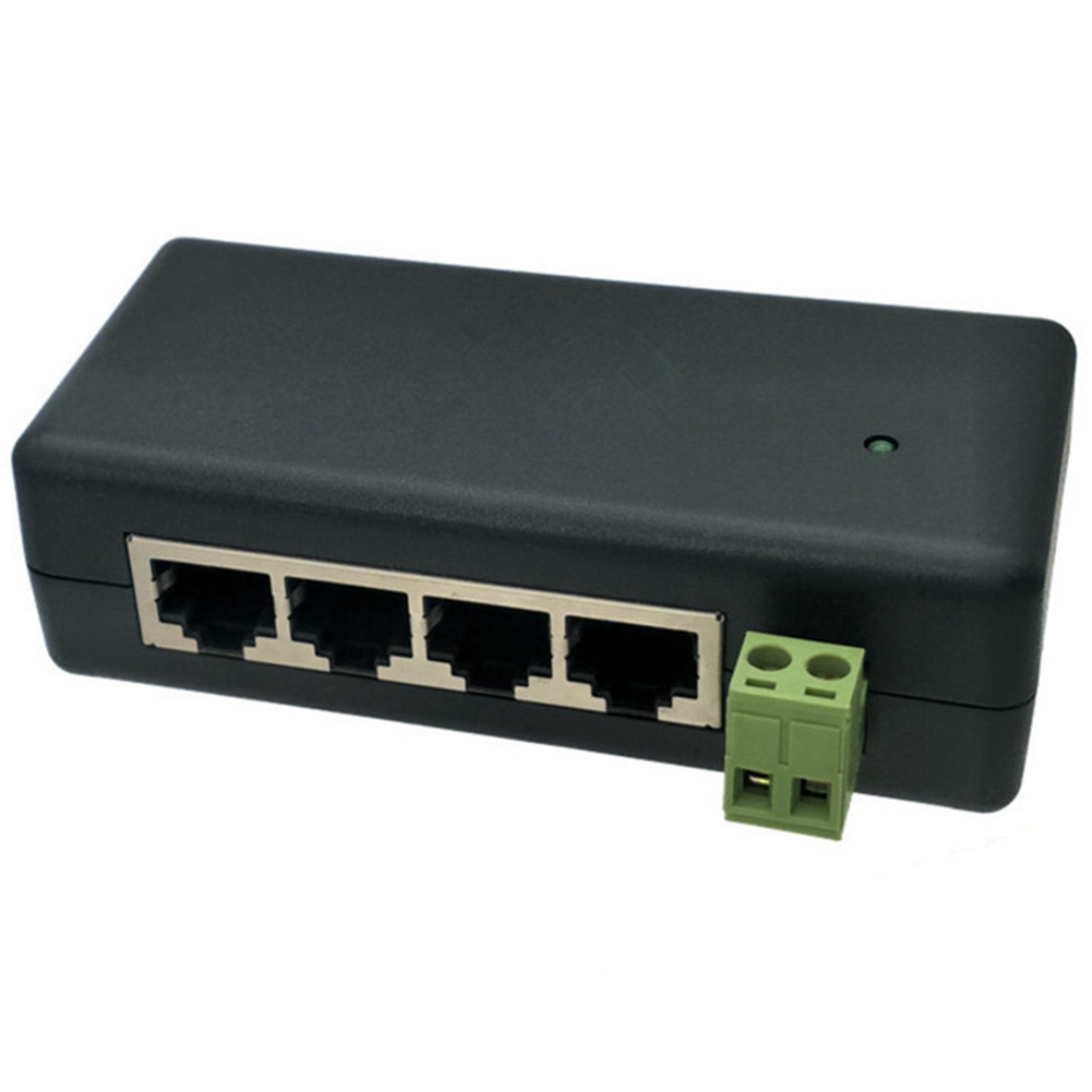 1 Piece Black 4 Port POE Injector Plastic POE Power Adapter for CCTV ...