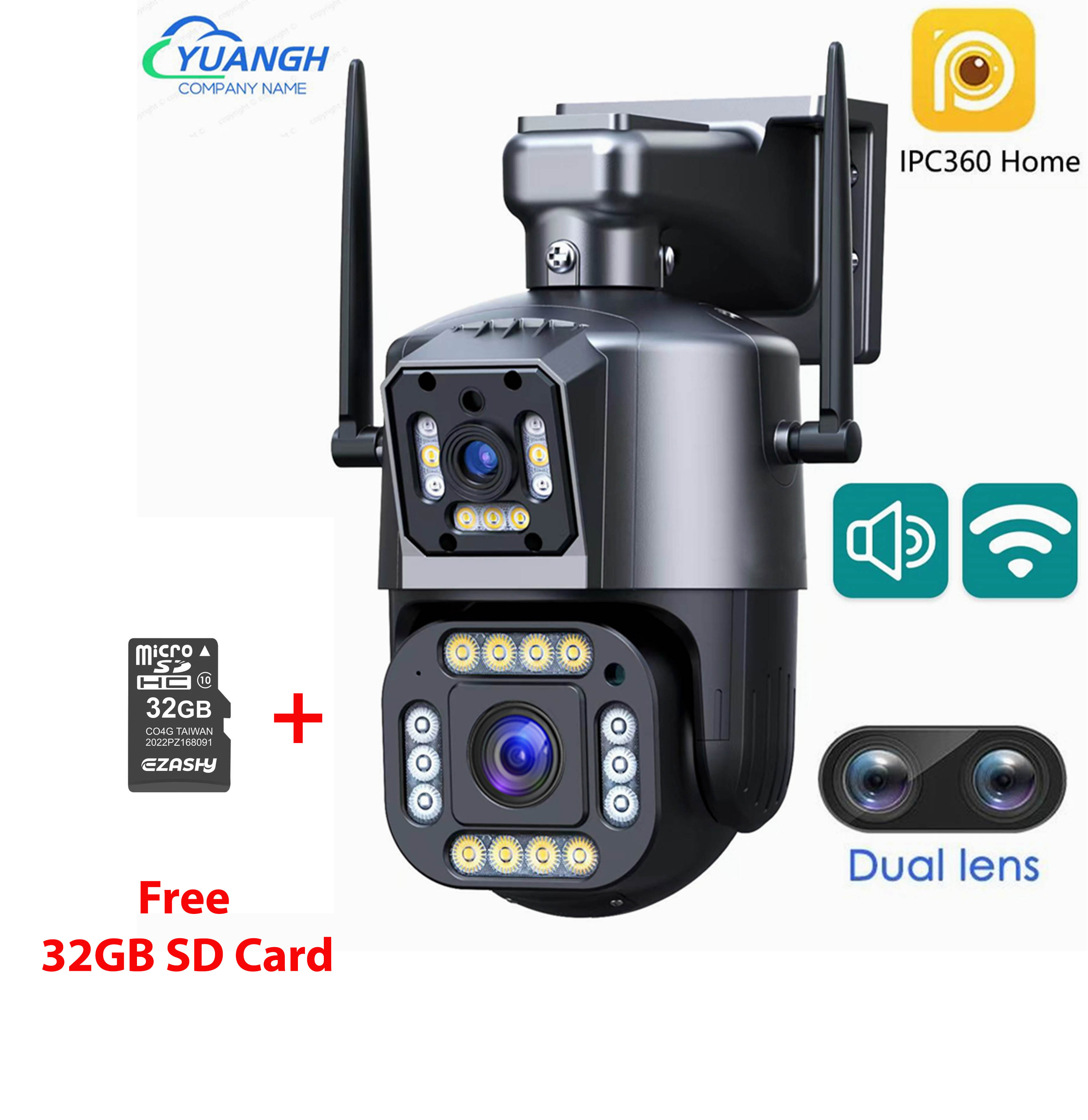HD 4MP WIFI Camera With Dual Lens Screen Outdoor Auto Tracking ...