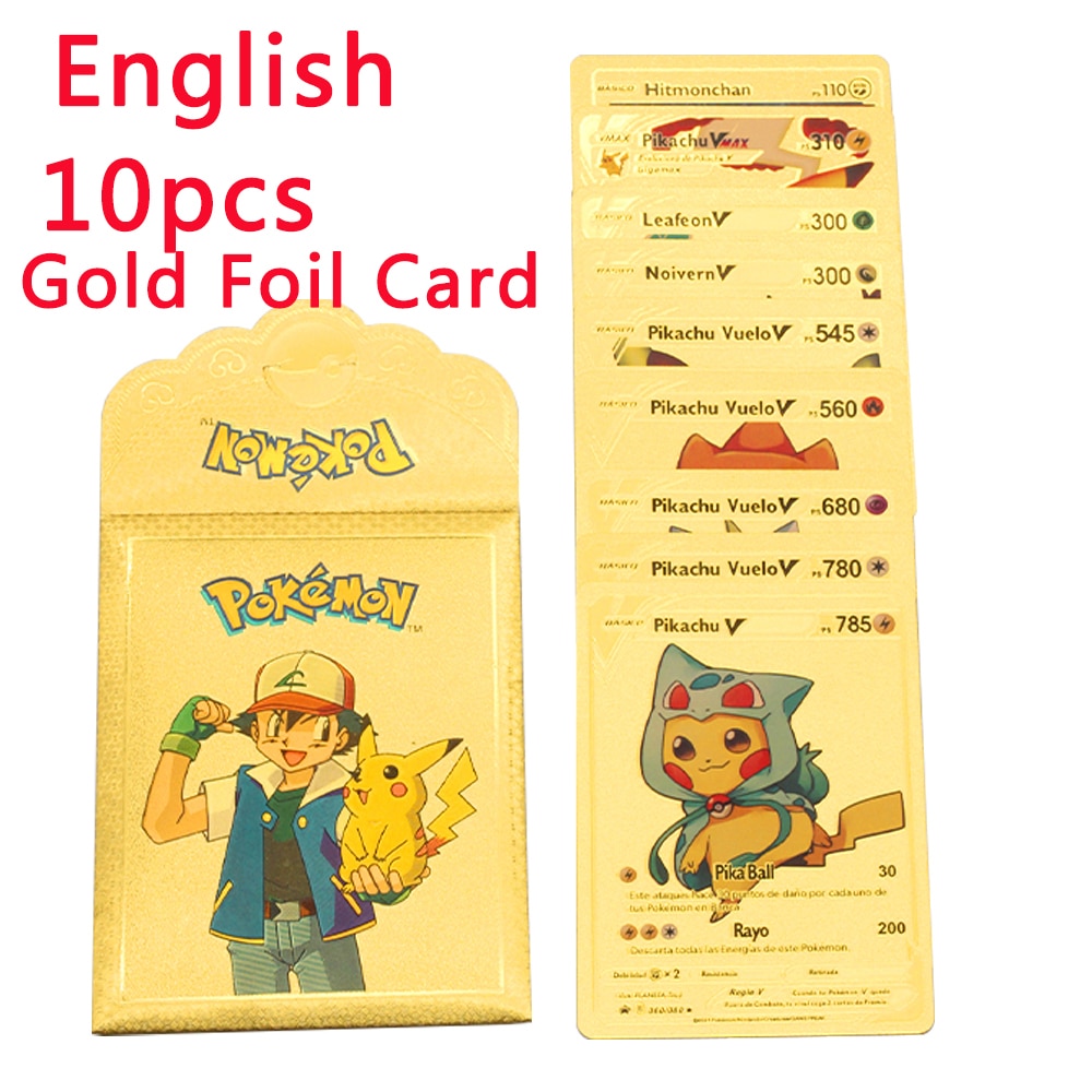 【DIV MALL】EN 54pcs Pokemon Metal Card Box Golden Letters ES Playing ...