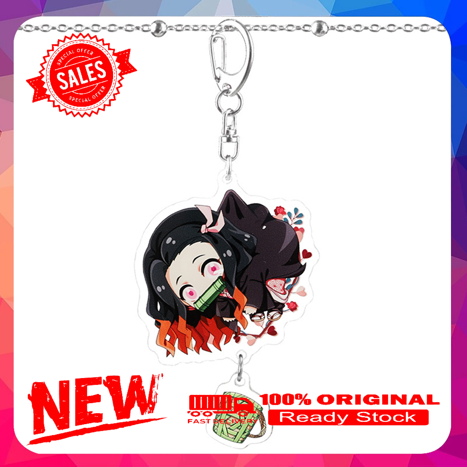 Keyring Japanese Anime Design Decorative Acrylic Demon Slayer Key Chain ...