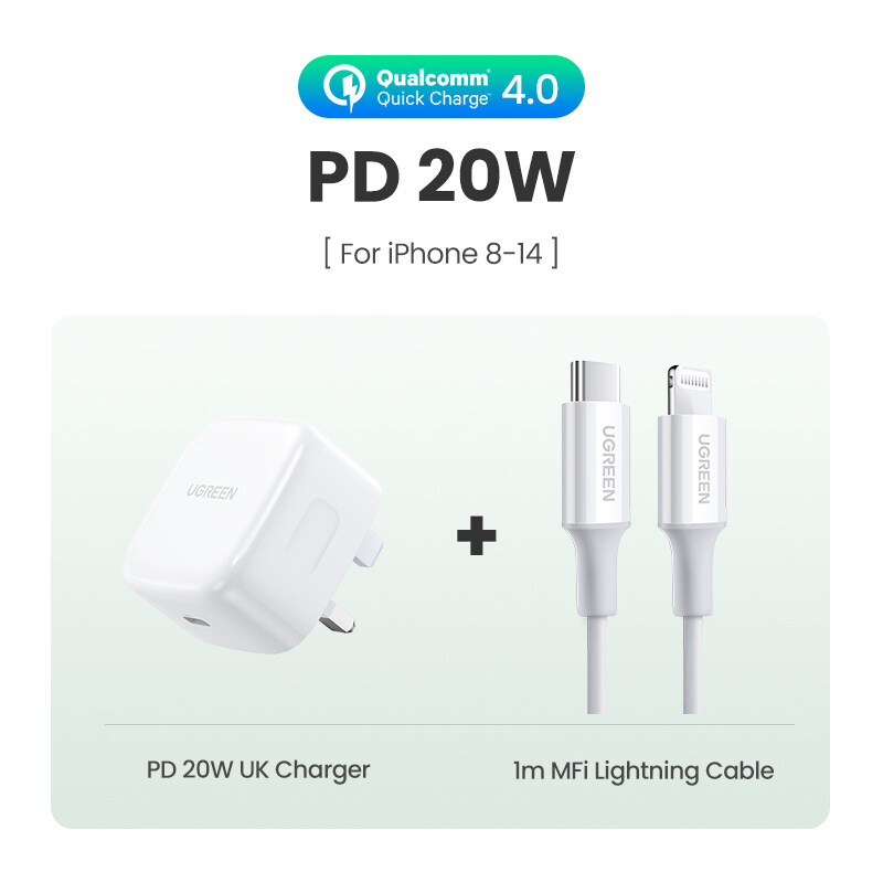 UGREEN PD20W Fast Charger for Apple 20W USB-C Power Adapter iPhone ...