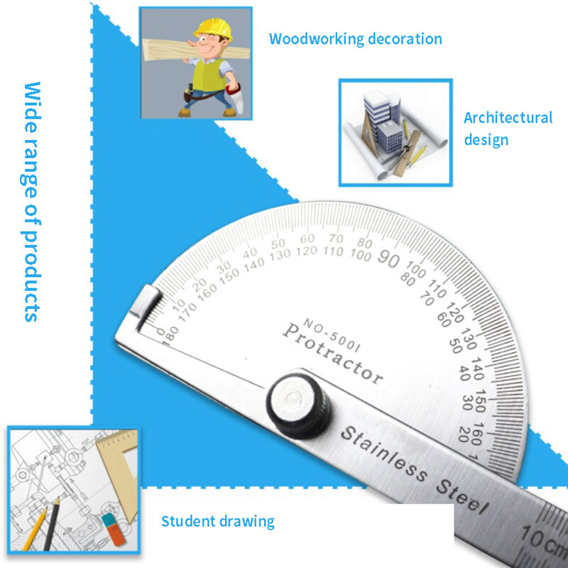 【Miga Plaza】180 Degree Protractor Metal Angle Finder Goniometer Angle ...