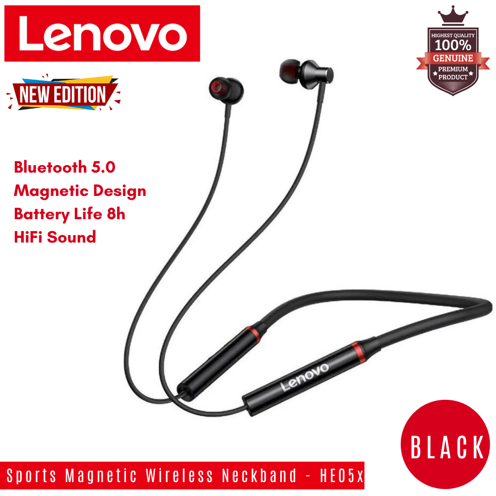 LENOVO HE05X 5.0 Bluetooth IPX5 Waterproof Sports Magnetic Wireless ...