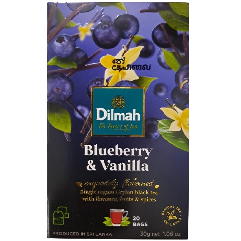 Dilmah Blueberry & Vanilla Flavoured Ceylon Black Tea - 20 Tea Bags - 1 ...