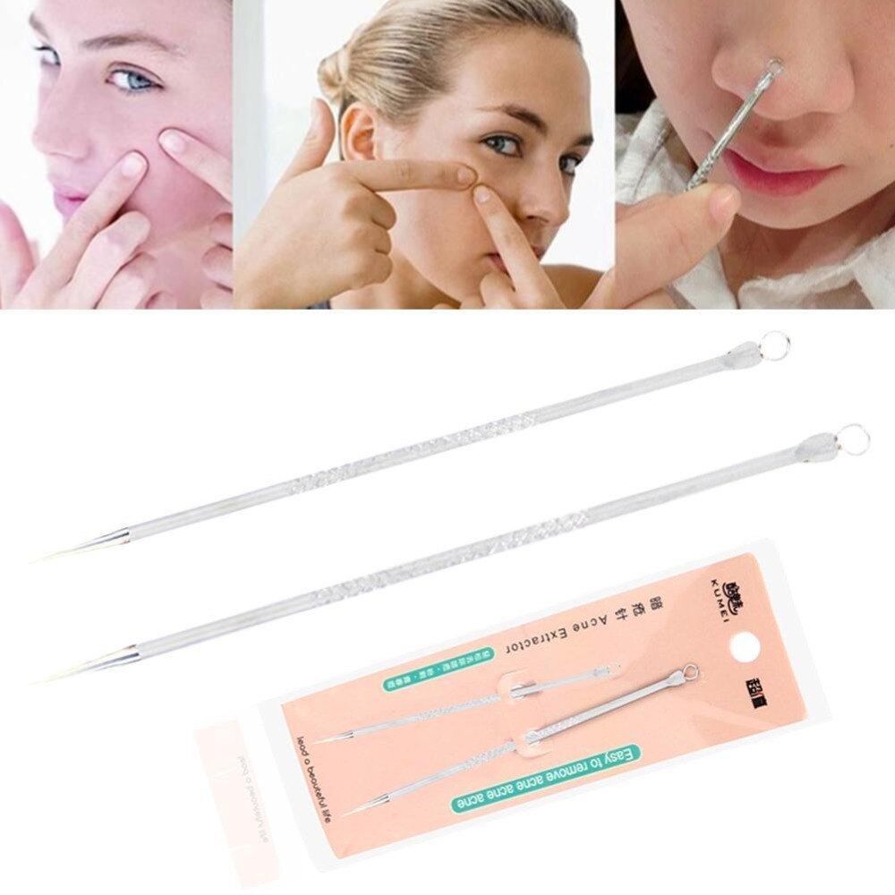 2PCS Acne Removal Needle Double Side Stainless Steel Skin Blackhead ...