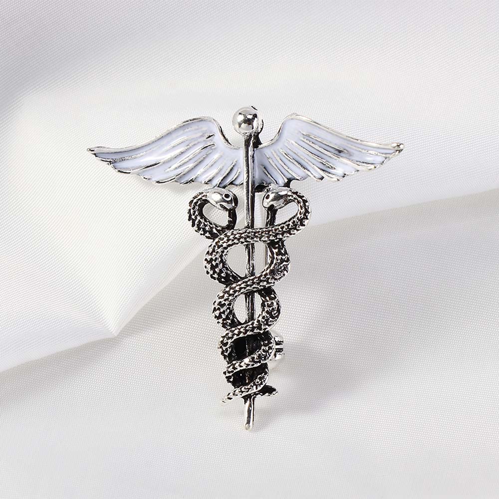 Crystal Caduceus Pins Wing with Snakes Badge Brooches Lapel Pin ...