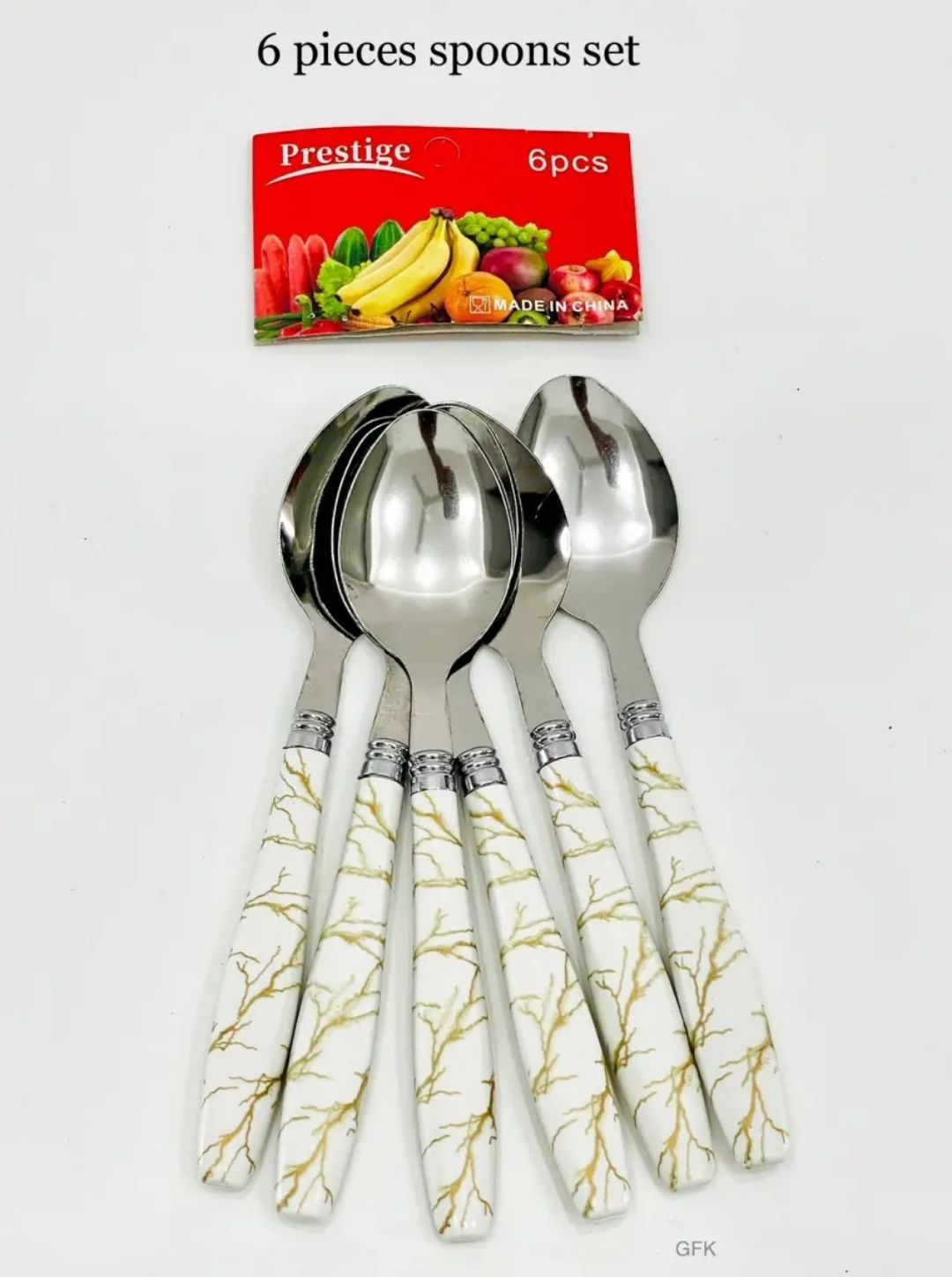 Buy Multicolor Stainless Steel Spoon 6 Pcs Set Cute Plastic Coat