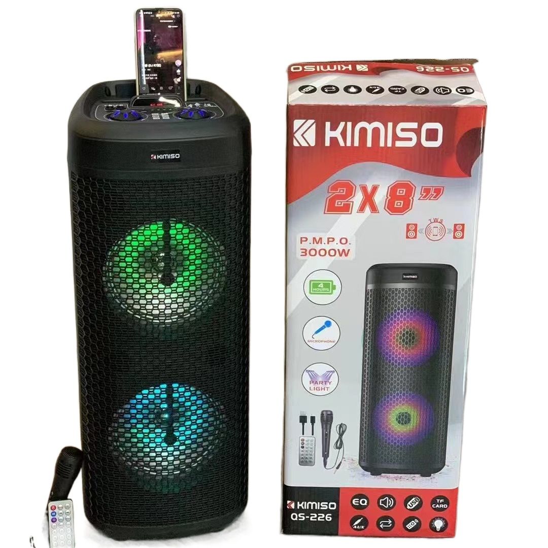KIMISO QS-226 Double 8 Inch Speaker Trolley Portable Speaker Outdoor ...
