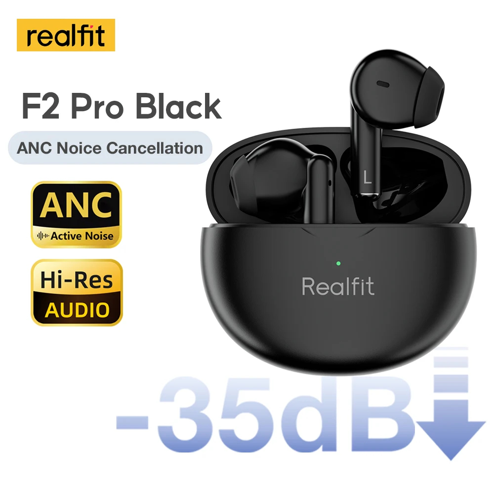 Realfit F2 Pro ANC -35dB Active Noice Cancellation Bluetooth Earphones ...