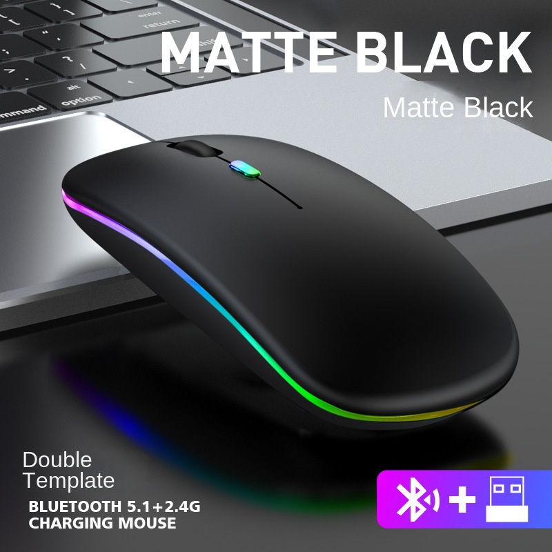 Bluetooth Wireless Mouse With USB, Bt5.2 Rechargeable RGB Mouse For ...