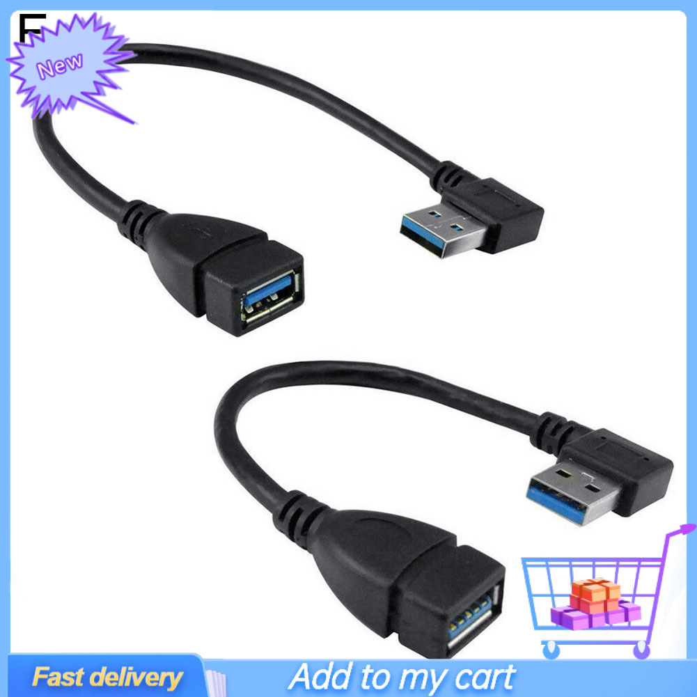 USB 3.0 Type A 90 Degree Right Angled Male to Female Extension Adapter ...