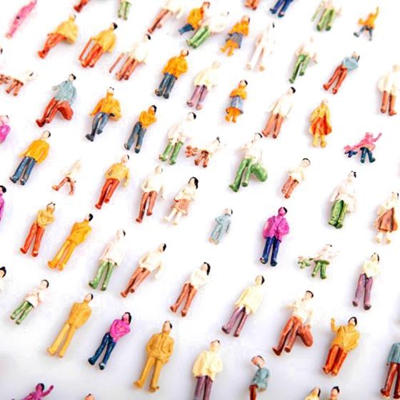 100pcs HO Scale 1:100 Mix Painted Model Train Park Street Passenger ...