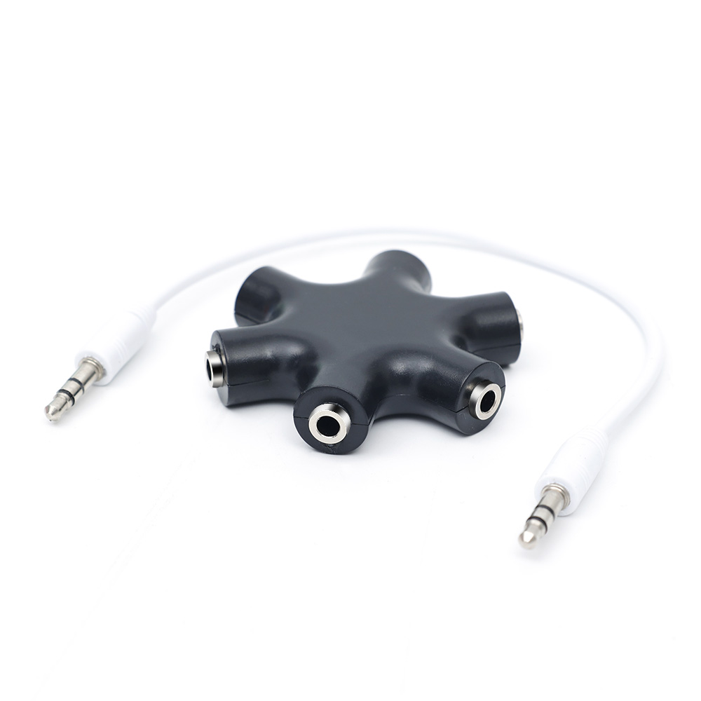6 In 1 3.5mm Audio Aux Cable Splitter / 1 Male To 5 Female Headphone ...