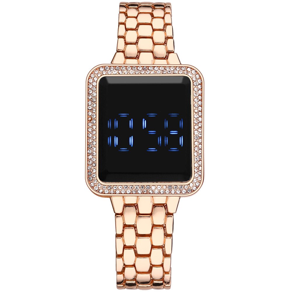 【VNOX Jewelry Store】Casual Square Band Diamond Touch Screen Quartz ...