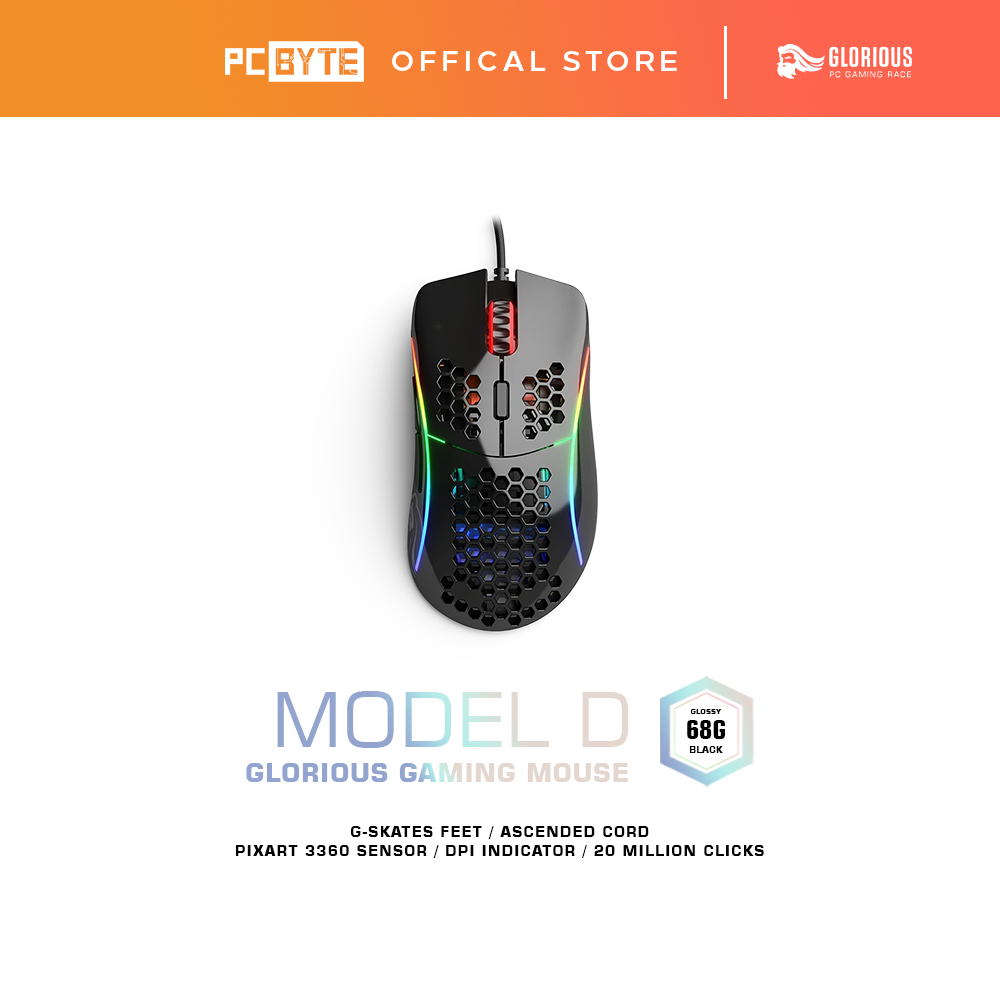 GLORIOUS Model D Lightweight Ergonomic Gaming Mouse (Black/White ...