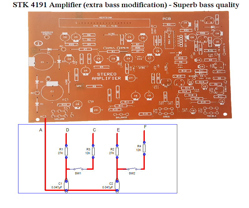 STK4191 Stereo Amplifier with Extra Bass Attachment DIY Production PCB ...
