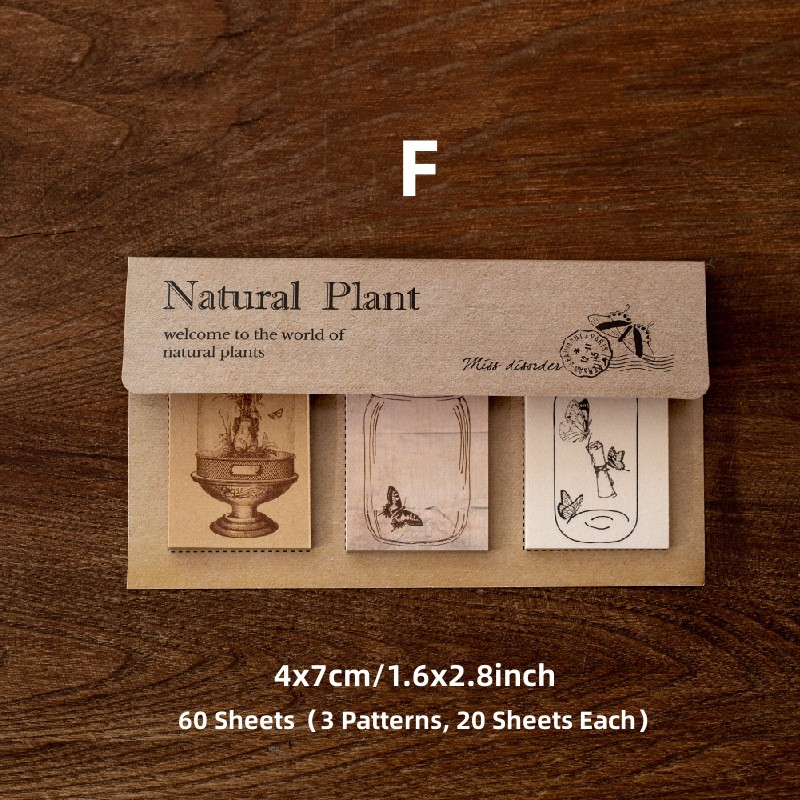 Panda Online 60PCS Natural Plant Series Sticky Memo Pad Sticky Notes ...