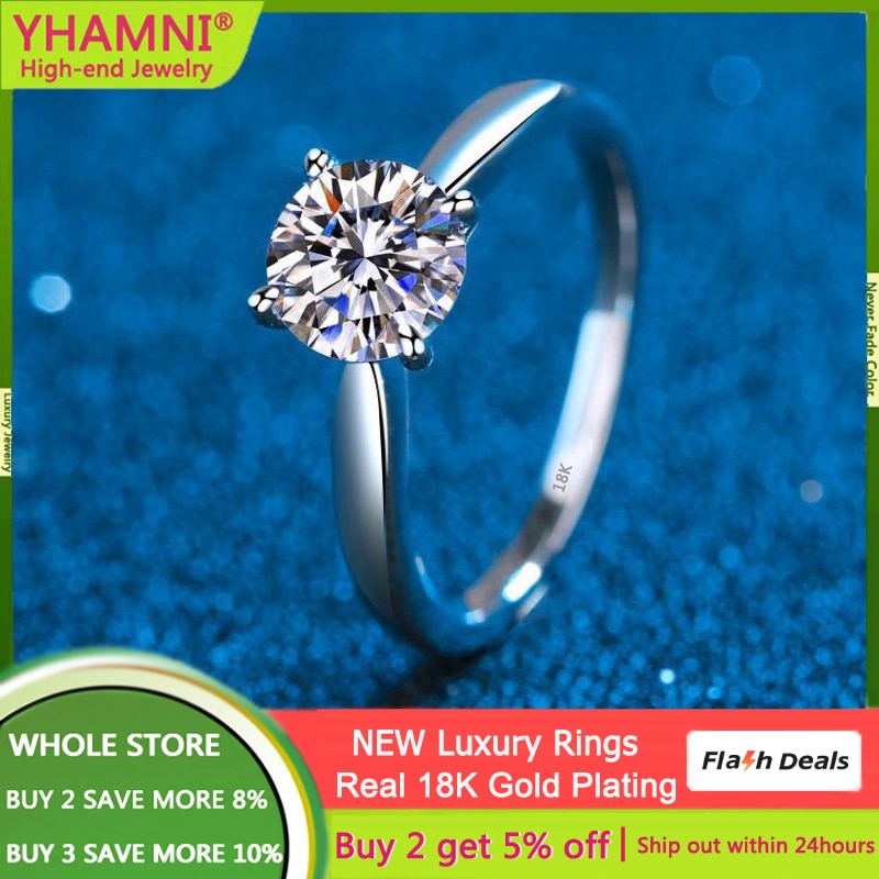 Certified 18K White Gold Filled Engagement Rings For Women 1CT Round ...