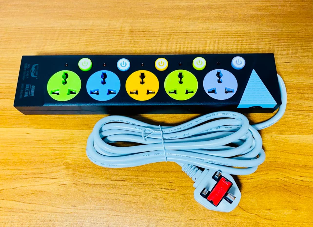 Power Extension Wire Cord With 5 Ac Sockets / LUCKY HAWK - UK Plug ...