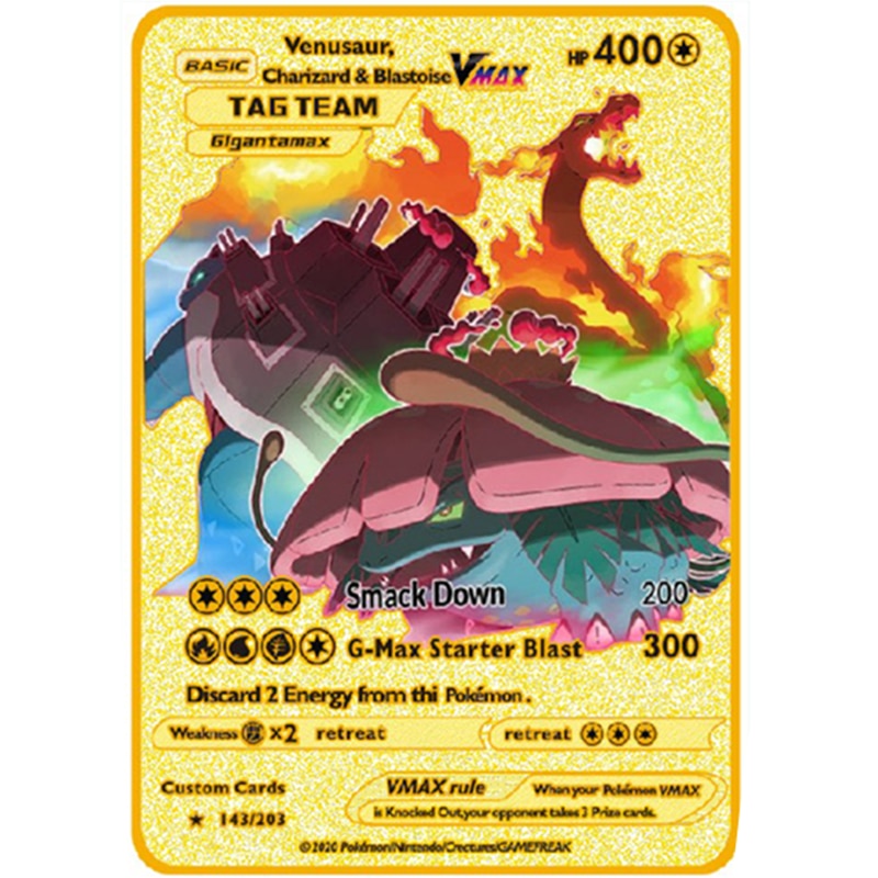 【DIV MALL】Pokemon Figure Card Gold Vmax Sleeve Gx Big Pikachu Ex ...