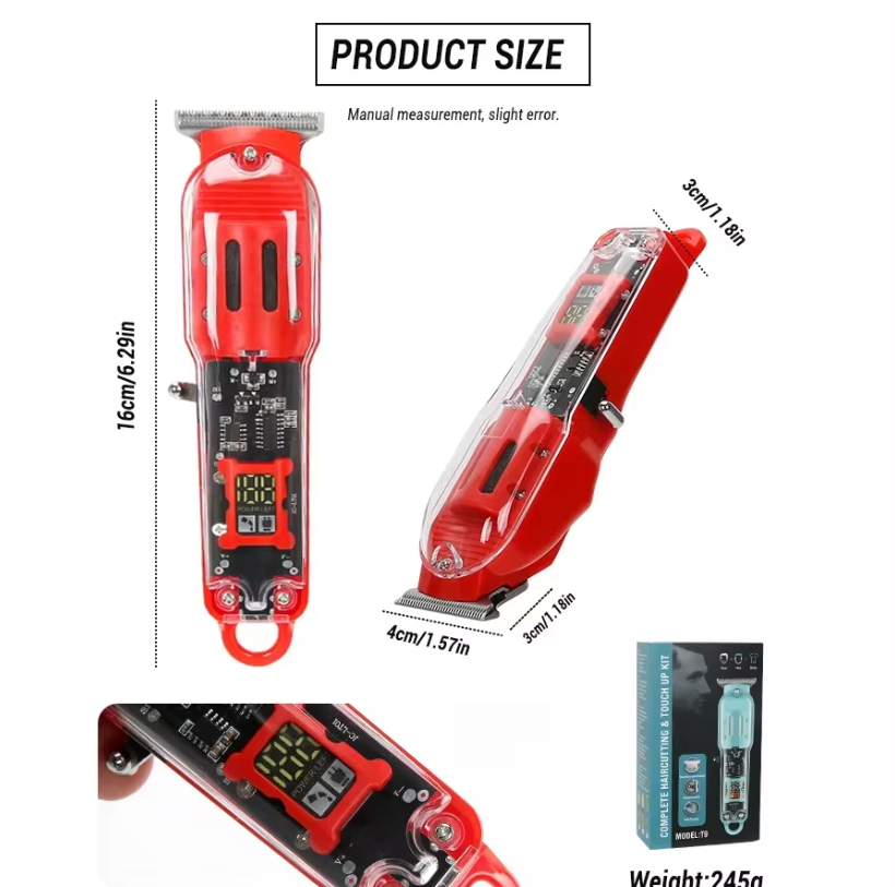 Professional Transparent Cordless Hair Cut Machine, Rechargeable USB ...