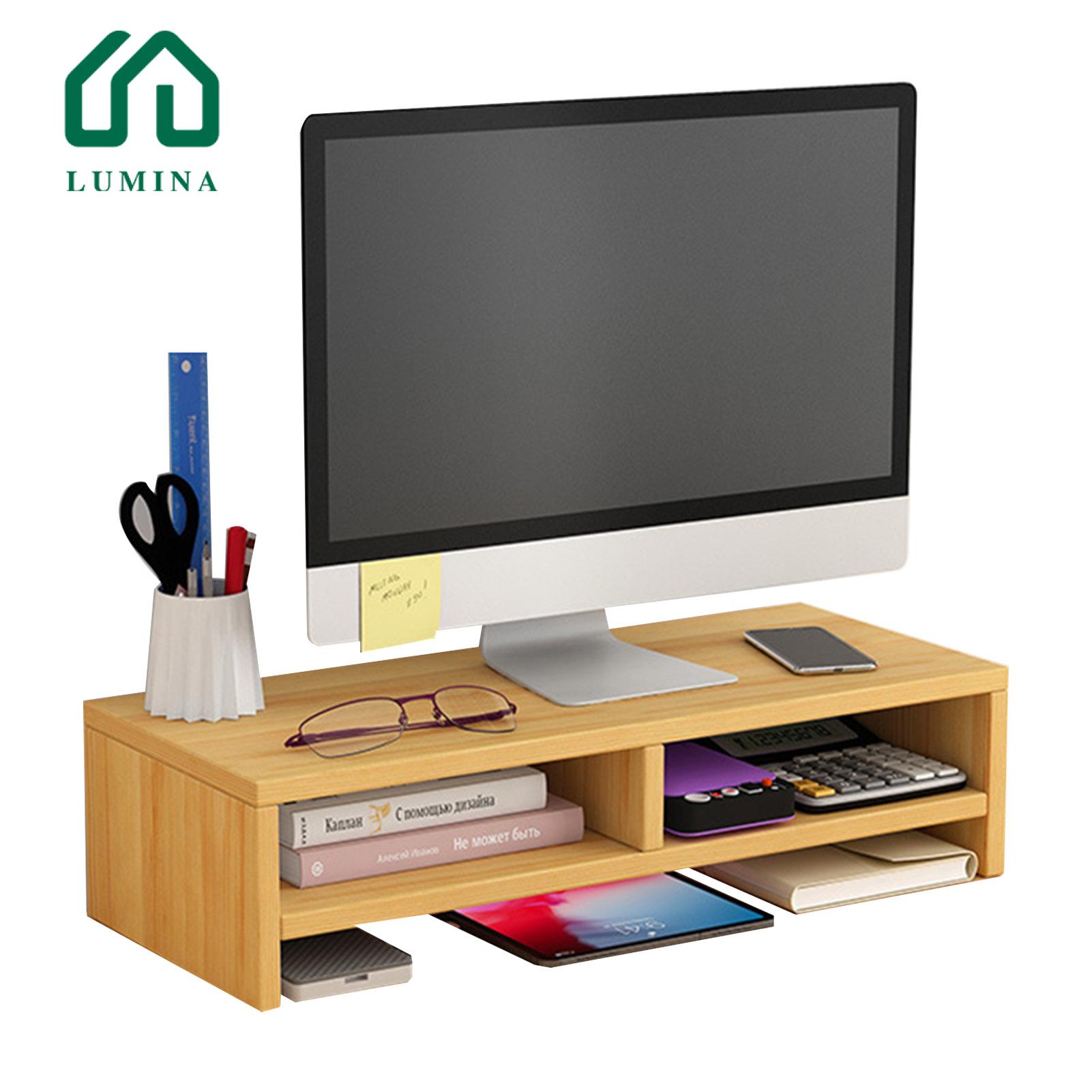 Lumina Ergonomic Monitor Stand Wooden Monitor Stand Riser with Storage ...