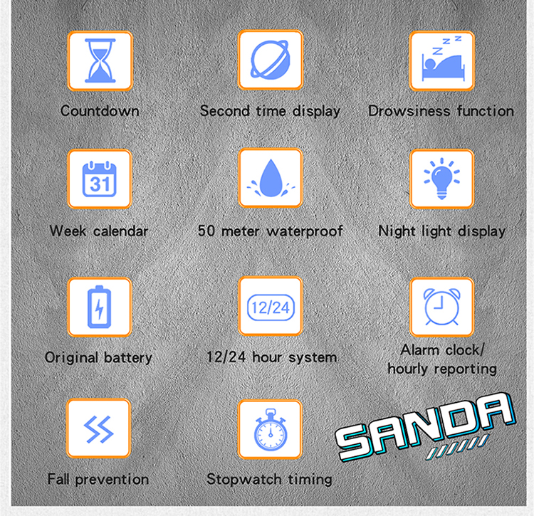 Sanda Fashion Outdoor Sport Men's Watch Waterproof Quartz Wristwatches ...
