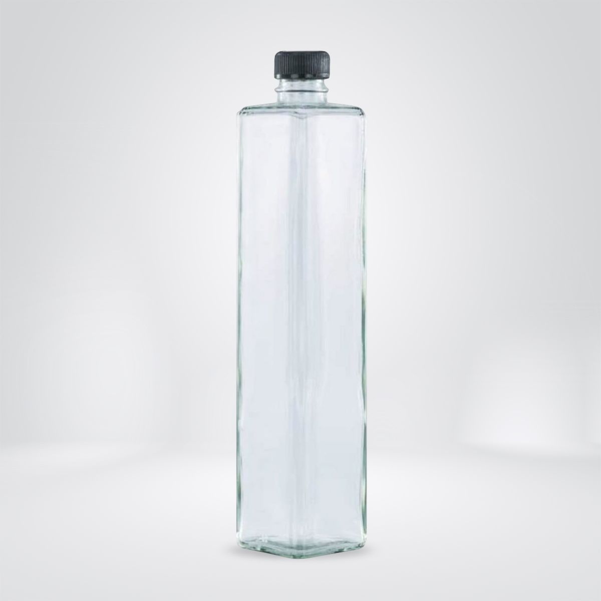 Glass Water bottle 750ml square shape Glass with Black Plastic Cap ...
