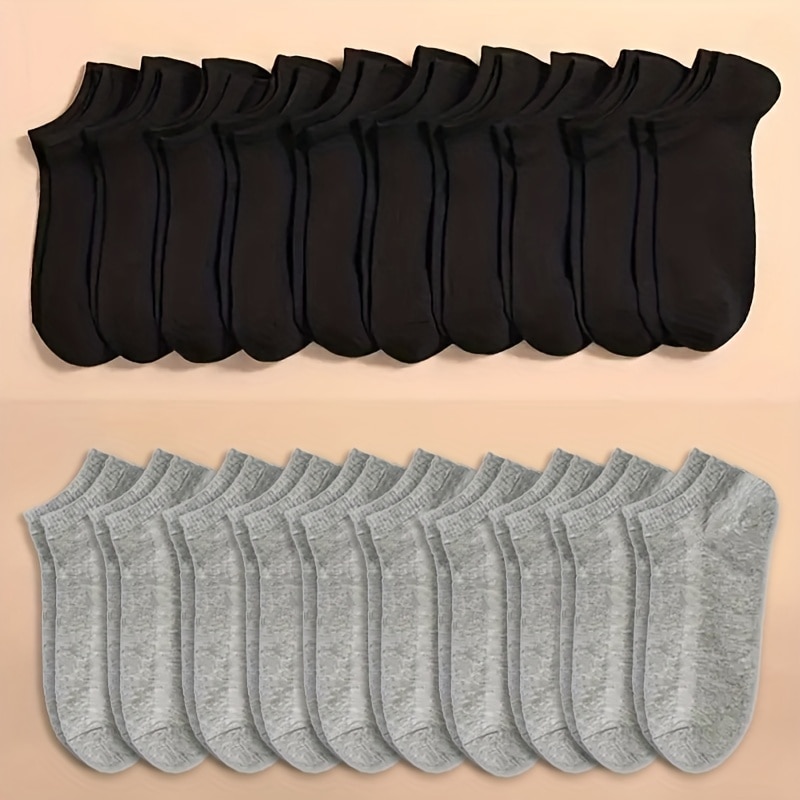 Unisex 10/20/40 Pairs Solid Socks Soft Lightweight Low Cut Ankle Socks ...