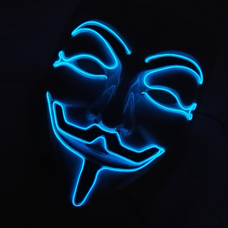 Luminous Light Up V For Vendetta Mask Cosplay Guy Fawkes Hacker EL Wire ...