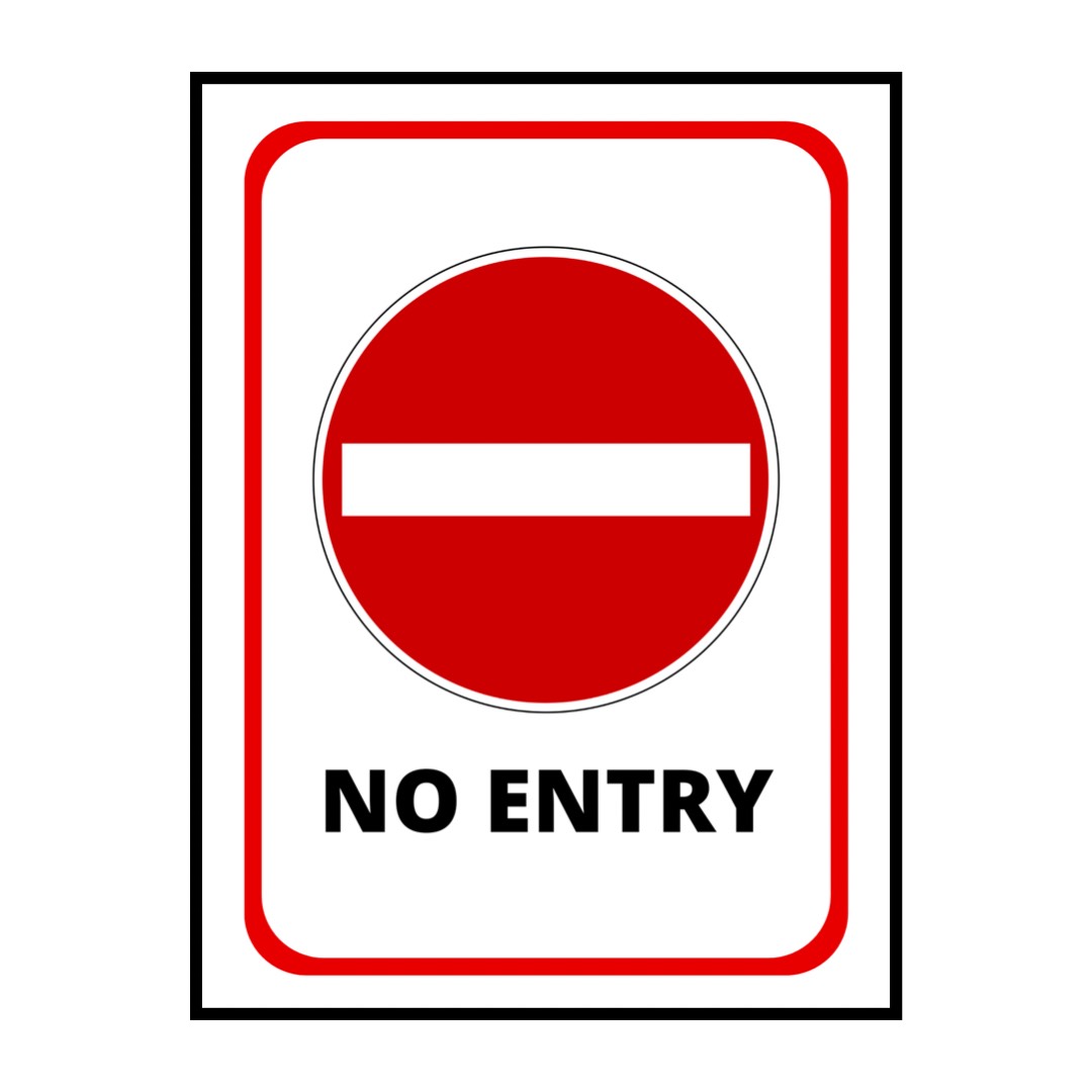 No Entry Sign Board - 15cm X 21cm - White | Daraz.lk