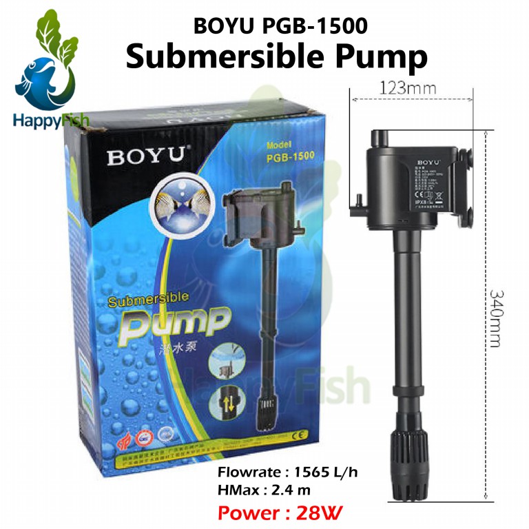 BOYU PGB-1500 Aquarium Fish Tank Submersible Pump Water Pump Powerhead ...
