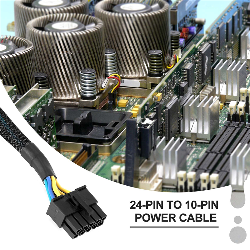 24 Pin to 10 Pin ATX PSU Main Power Adapter Braided Sleeved Cable ...