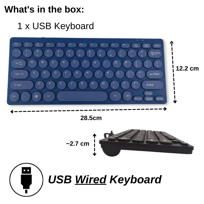 MIKUSO KB-003U Colorful Cute Small USB Keyboard | 78 Keys Wired Slim ...