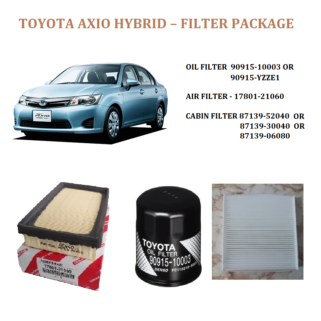 TOYOTA SERVICE PACK FOR TOYOTA AXIO HYBRID CAR OIL FILTER – 90915-10003 ...