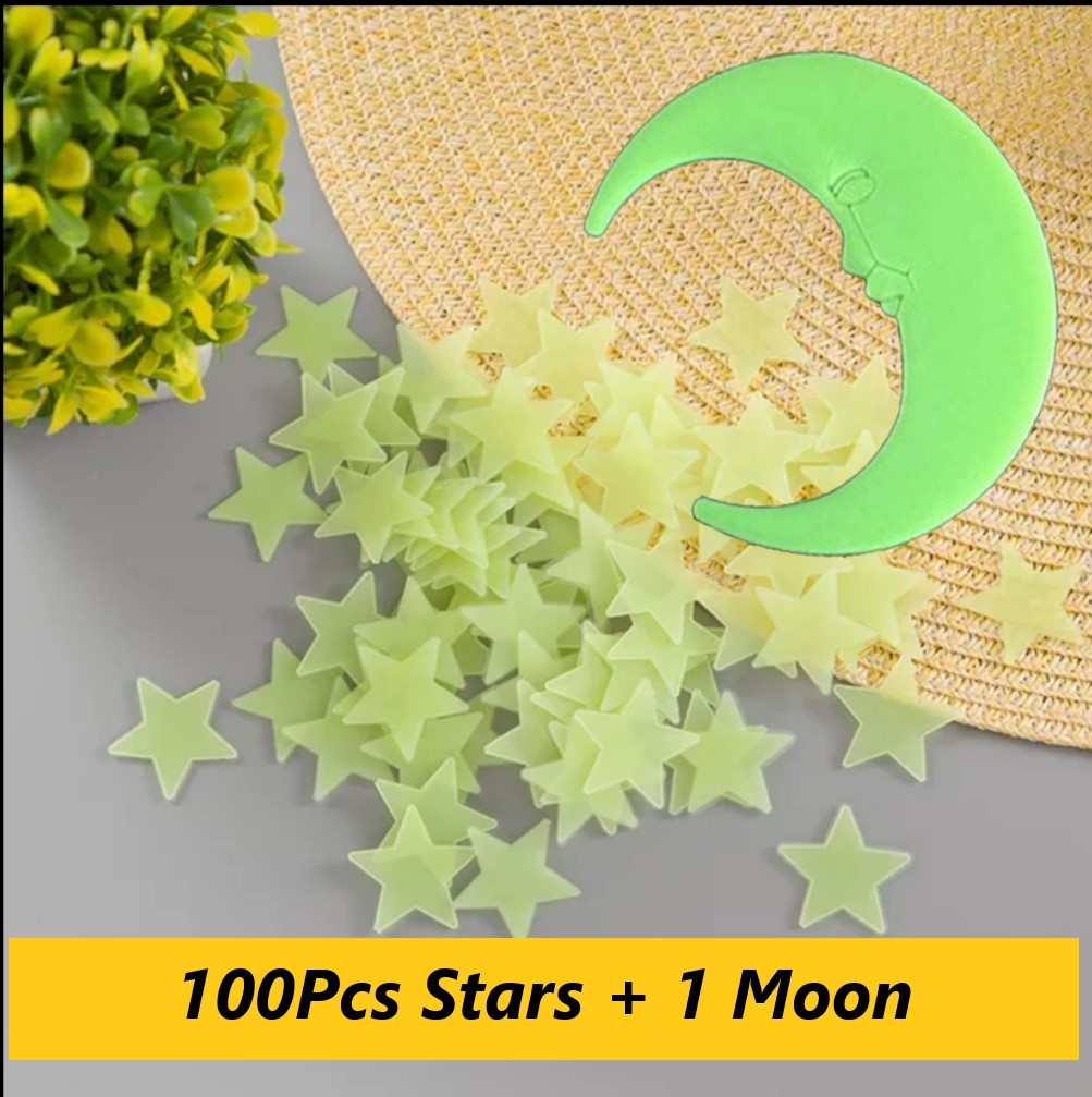 Moons + 100 Pieces Star Stickers High Quality 3D Light Emitting Stars ...