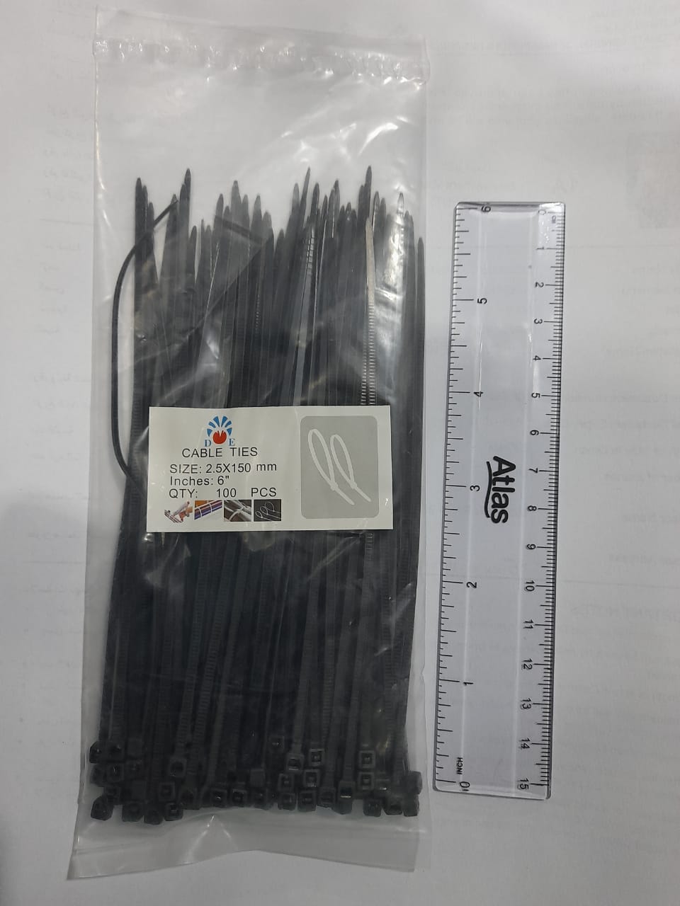 Cable Tie 2.5x150mm 100pcs Black Color Plastic Wire Tie | Daraz.lk