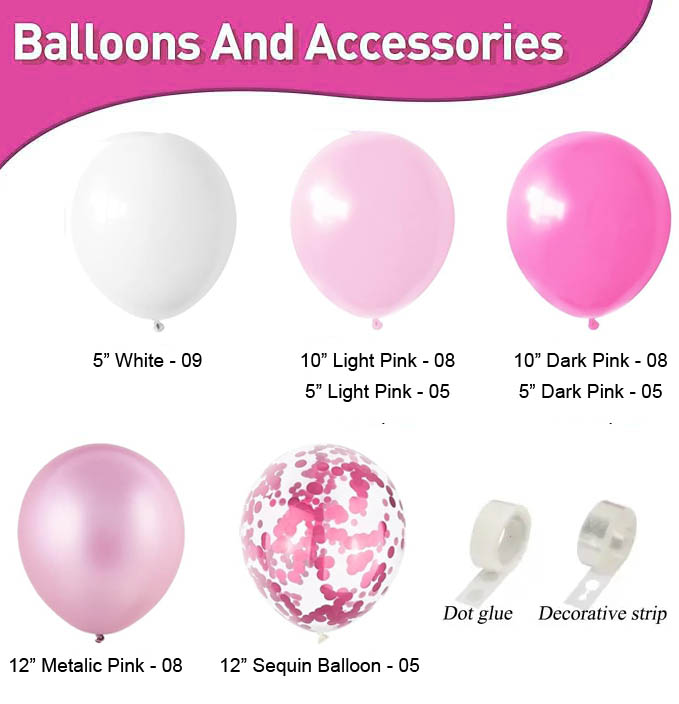 Pink Theme Complete Set 50 Pcs Mega Pack Balloon Arch Garland Kit ...