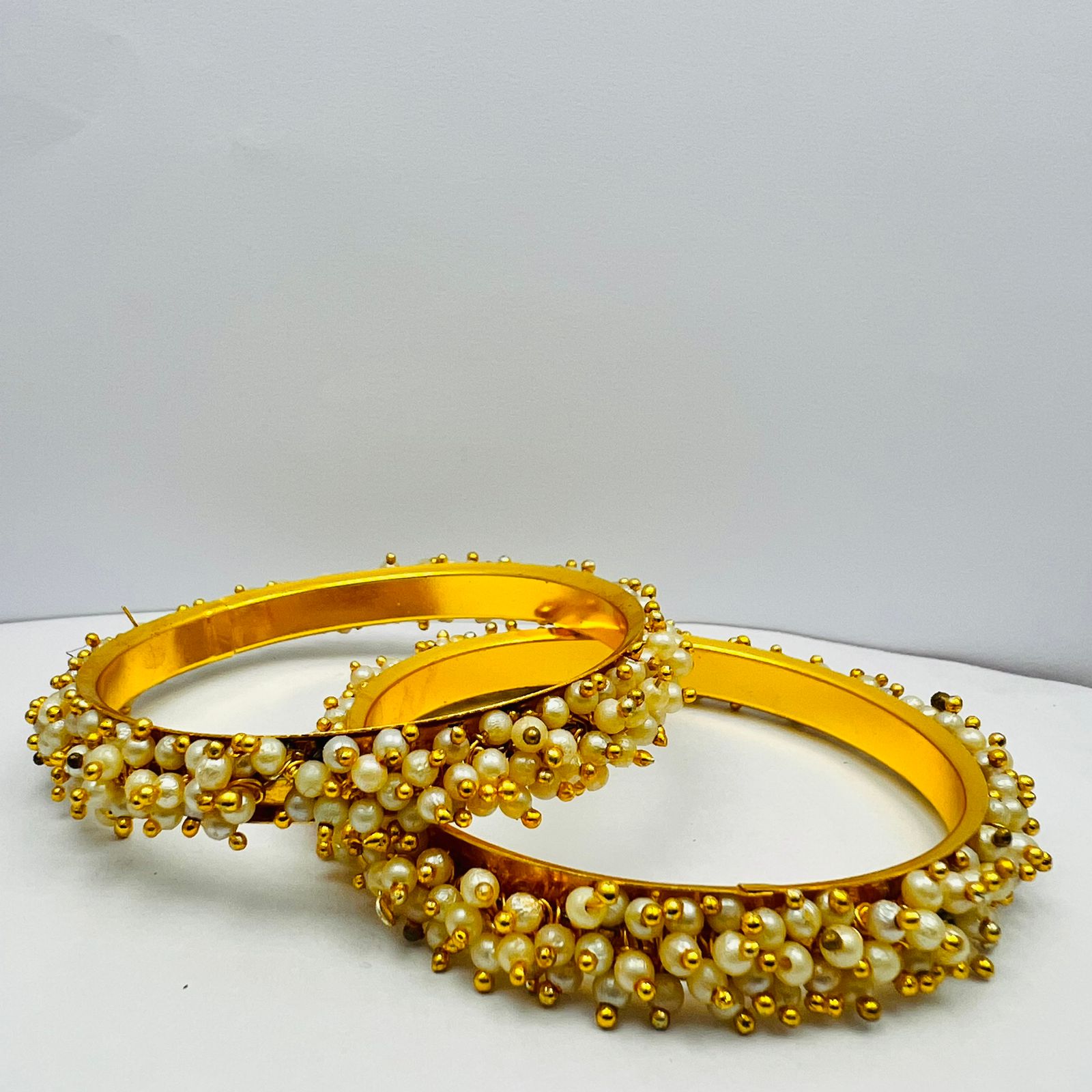 Gold color bangal Effulgent Fashion Jewelry Indian Bollywood off white ...