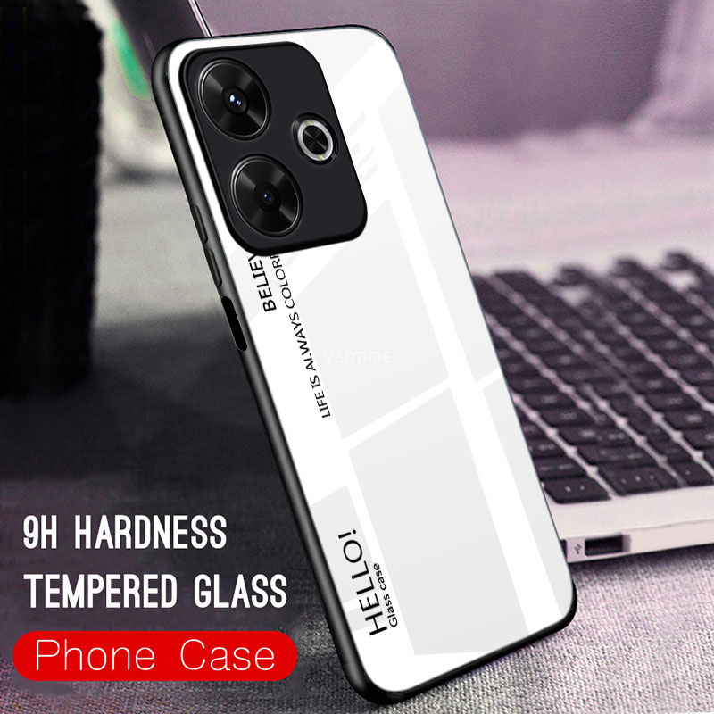 Vantime for Xiaomi Redmi 13 / Poco M6 4G Case Gradient Phone Back Hard Glass Cover | Daraz.lk