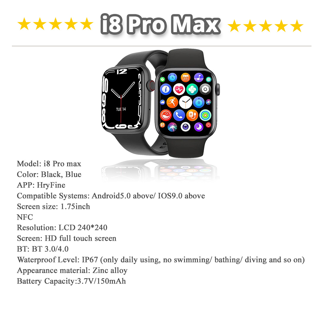 Buy Black i8 Pro Max Series 8 Smart Watch
