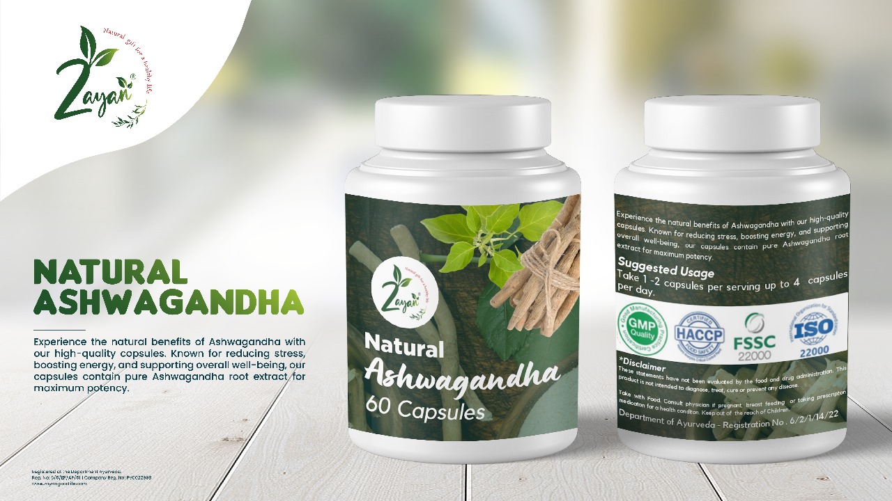 Zayan Ayurveda 100% Handmade & Natural Ashwagandha Capsules Bottle - 60 ...